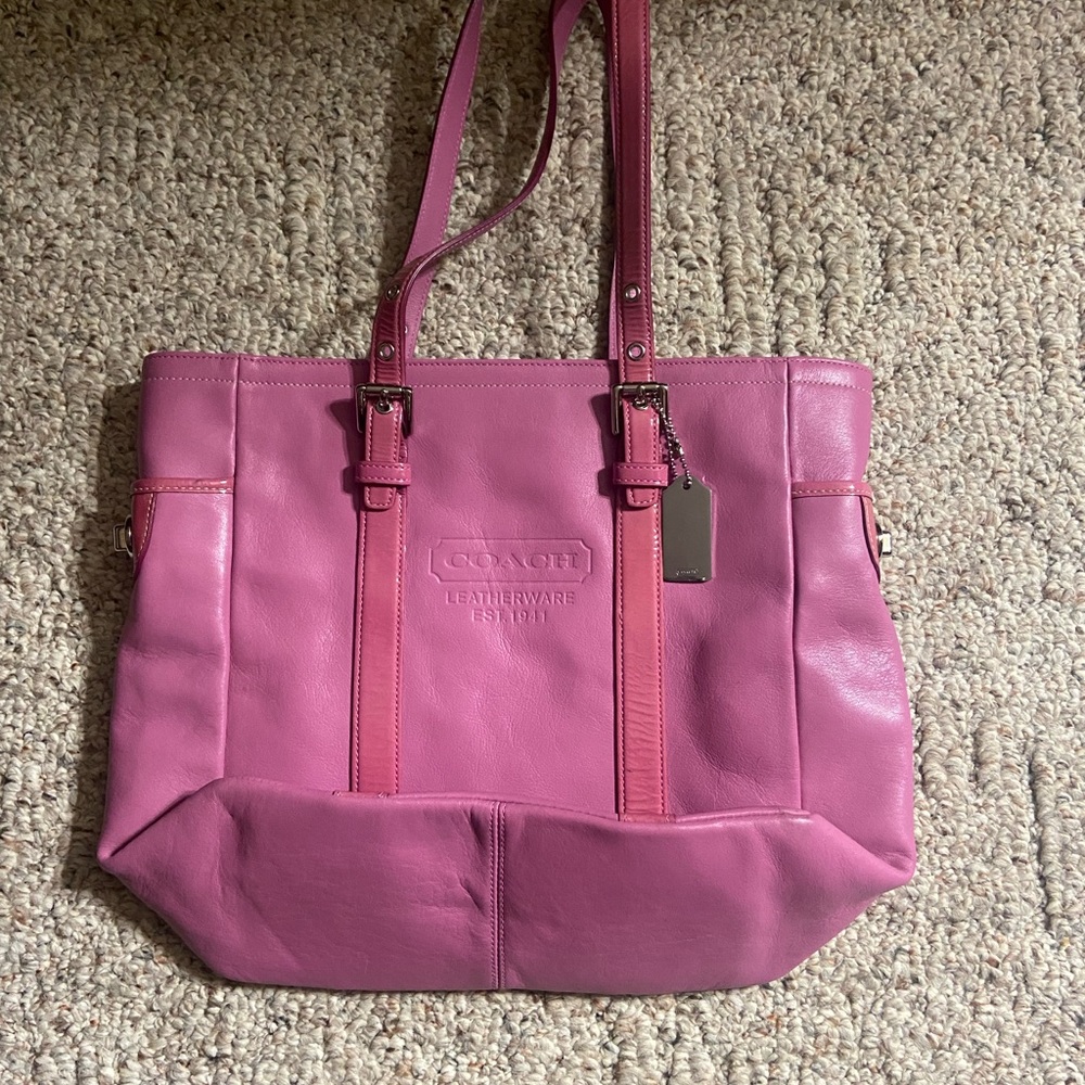 Coach Gallery Leather Tote Pink - Gem